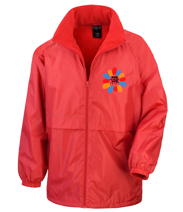 Fleece lined shower proof jacket - left breast embroidered school logo ...
